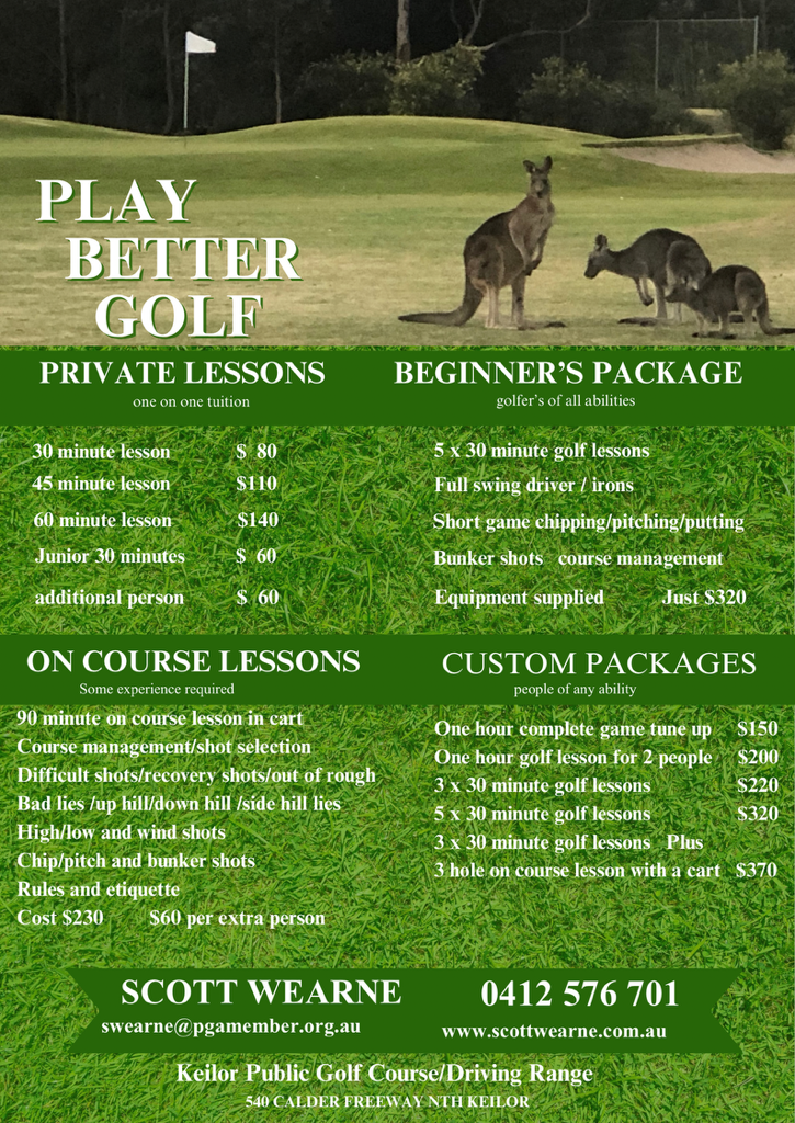 Golf Lessons - Brimbank Leisure Centres